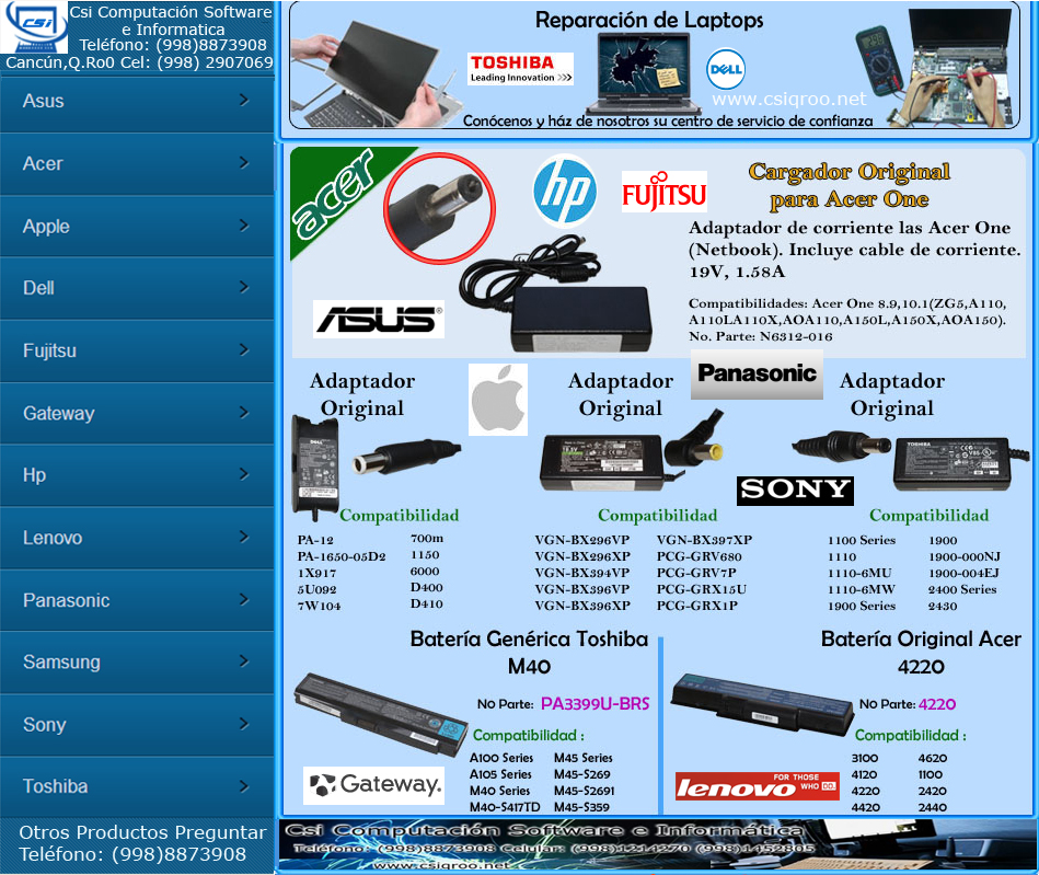 csi computacion venta refacciones computadoras en cancun Acer-Hp-Dell ...
